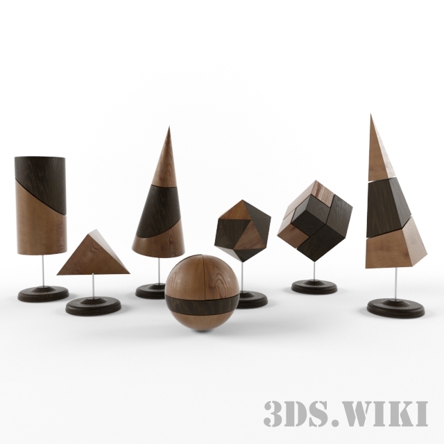 Set of carved wooden geometric shapes - Descargar modelo 3D (329 ...