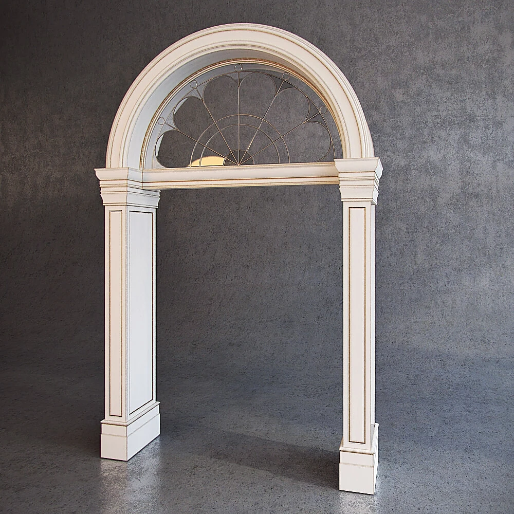 Classic arched portal with stained glass - Download the 3D Model (14653 ...